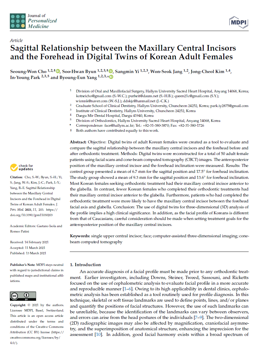 Sagittal Relationship between the Maxillary Central Incisors and the ...